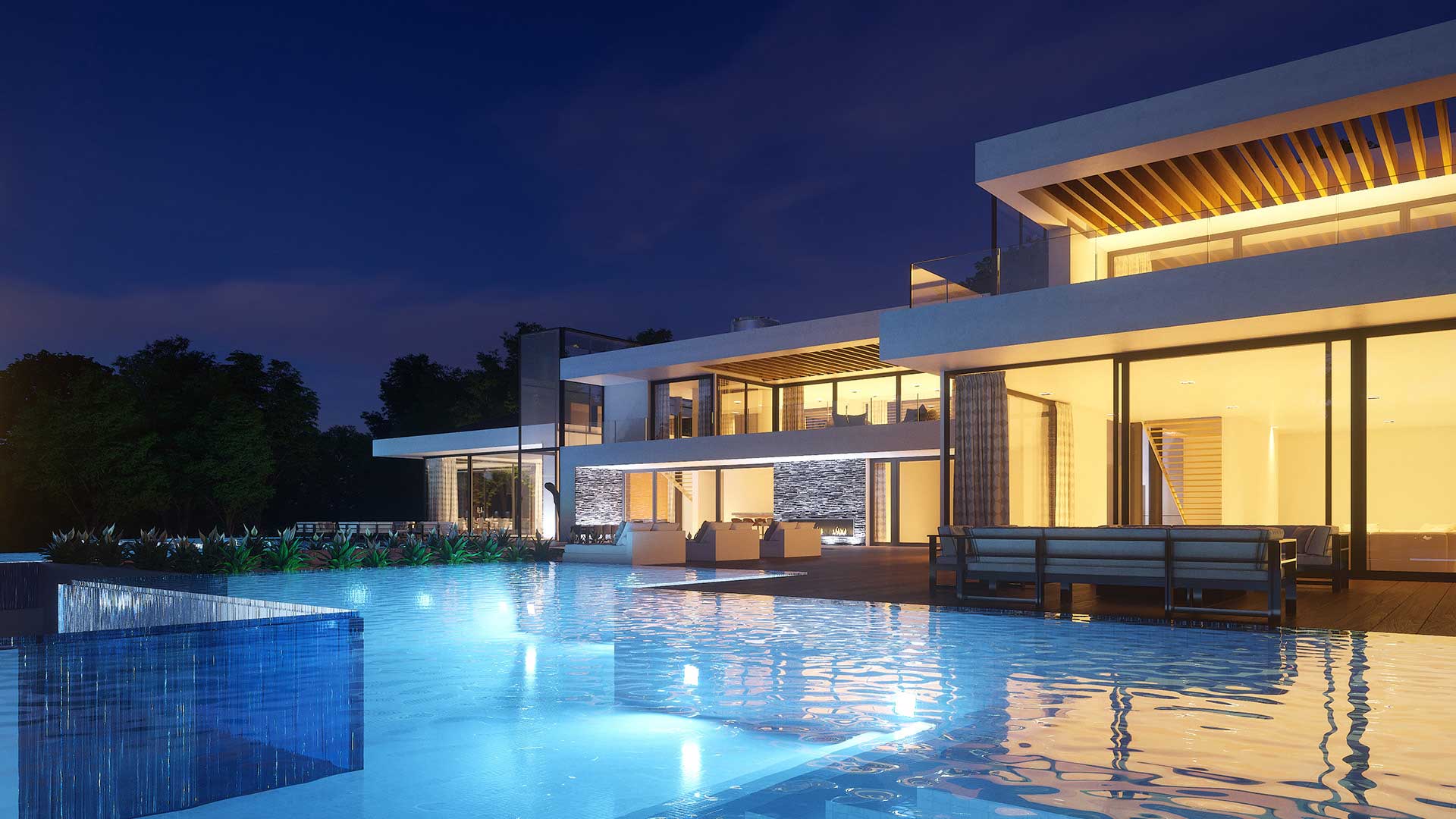 Creation 3 dimensional views of a luxurious villa